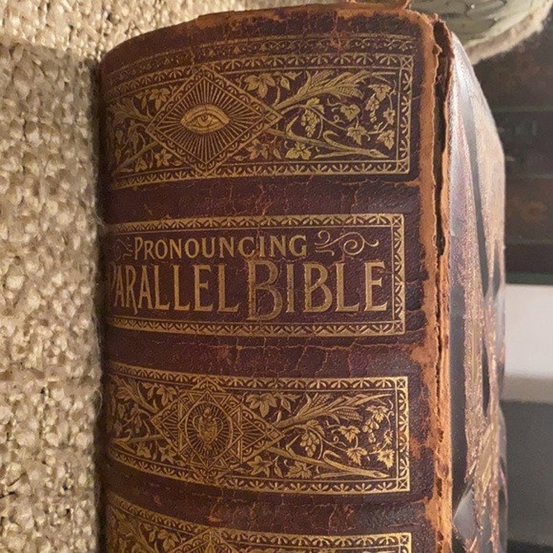 RARE Antique Holy Bible 1880's Leather Steel & Wood - Etsy