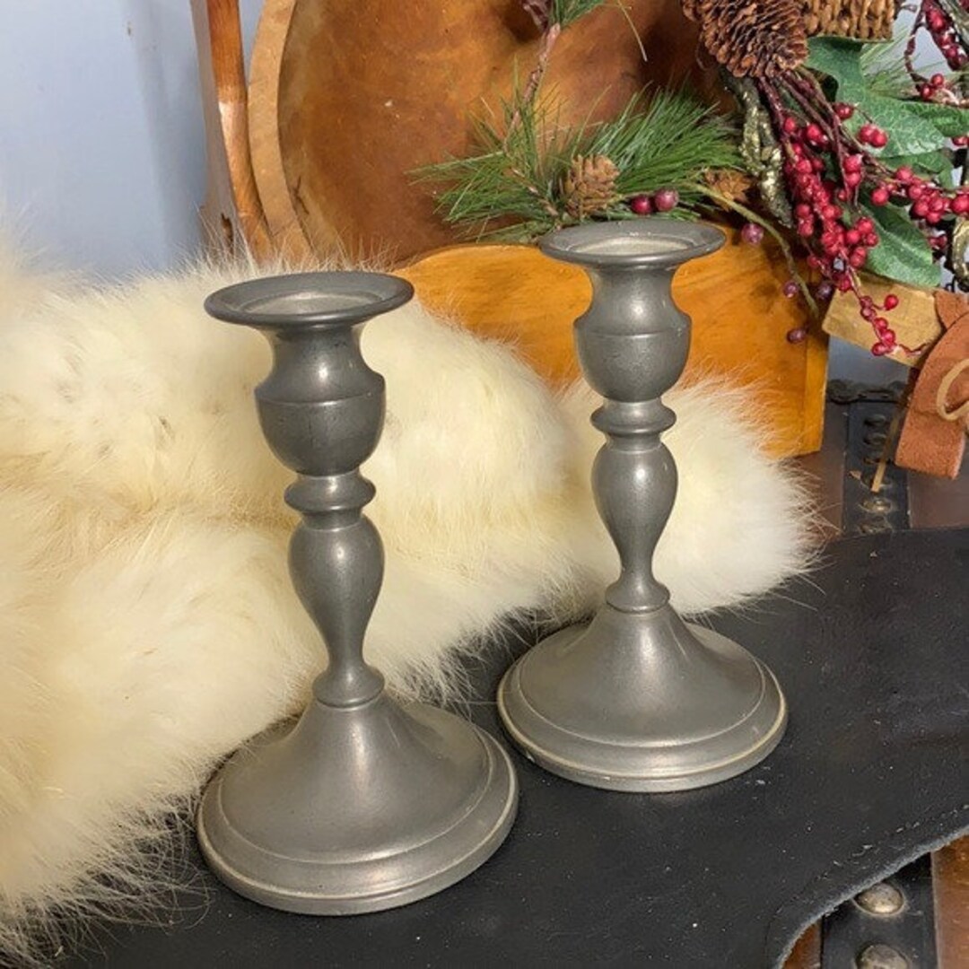 Vintage Web Pewter Candle Sticks Pair of Weighted Pewter Candlestick ...