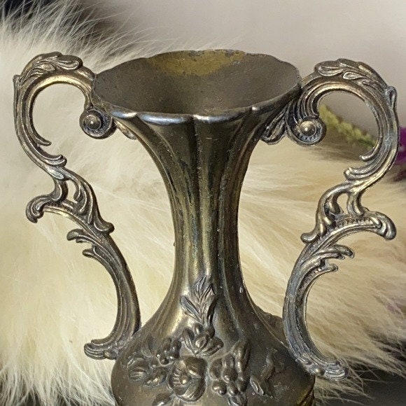 Vintage Miniature Metal Vases Made in Italy Pair of Bronze Brass Double ...