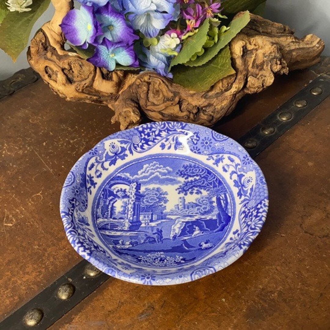 Vintage Spode Blue & White Bowl Blue Italian C.1816 Pictorial Patterned ...