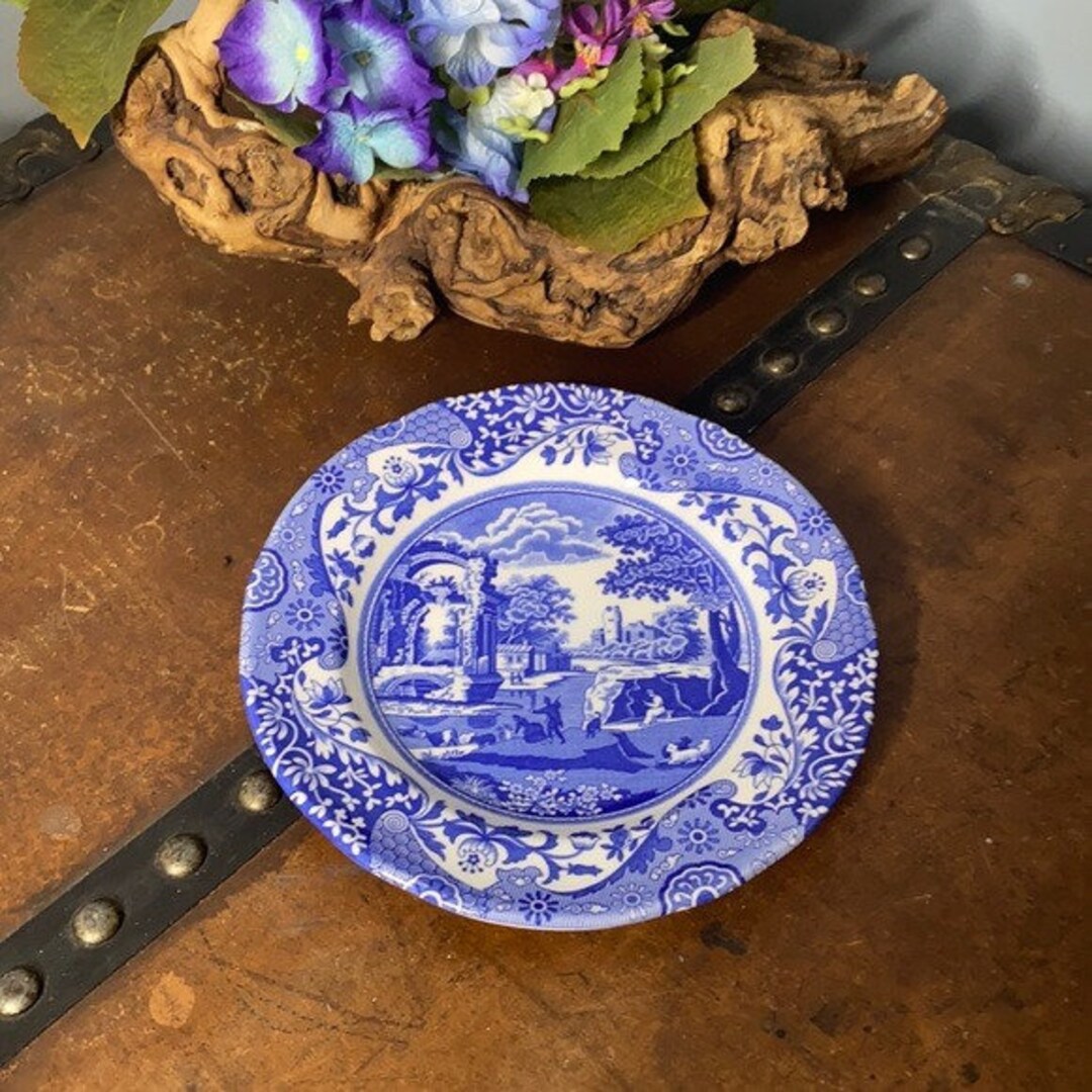 Vintage Spode Blue & White Plate Blue Italian C.1816 Pictorial ...