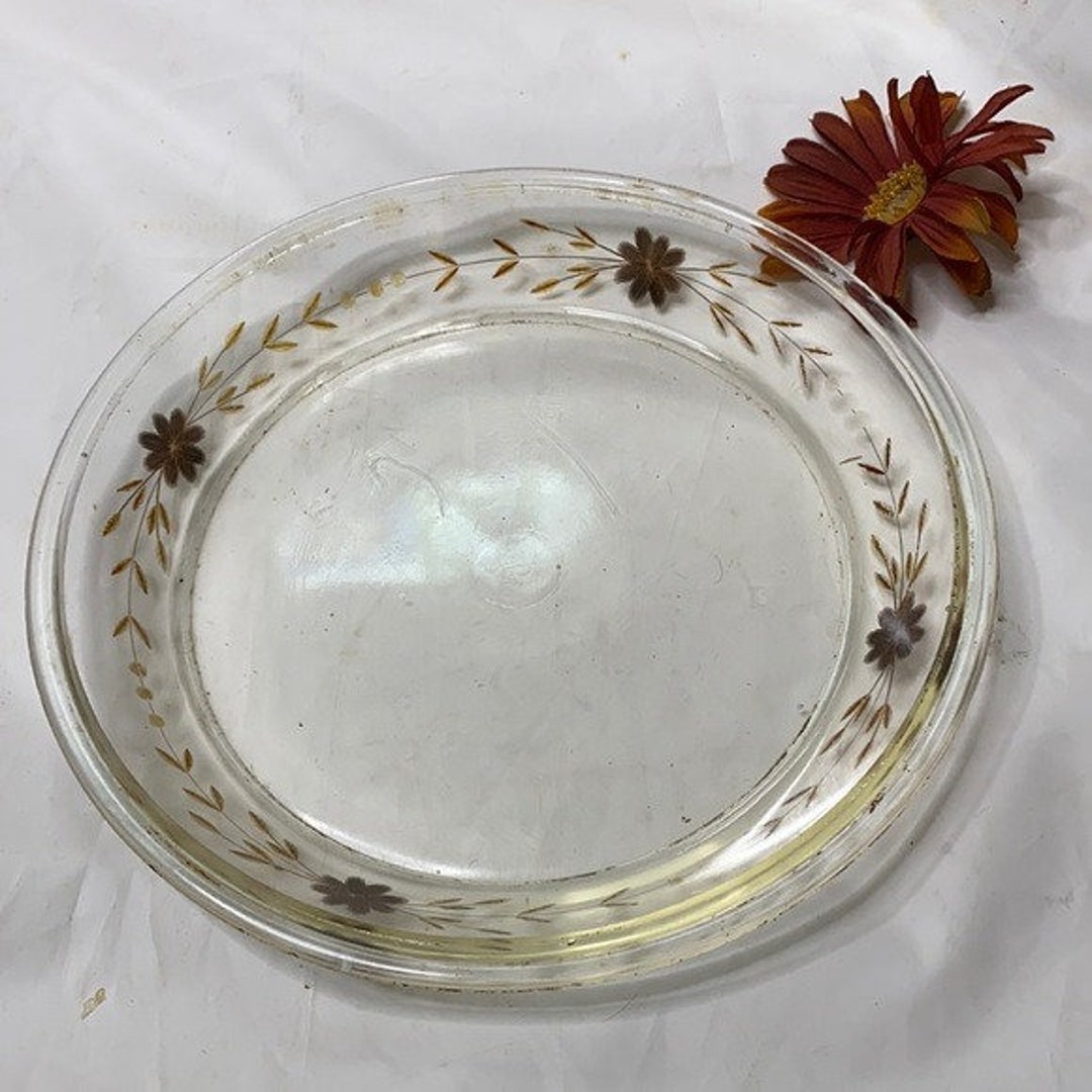 Vintage Pyrex 1930 Glass Pie Dish Rare 9 Etched Clear With Brown ...