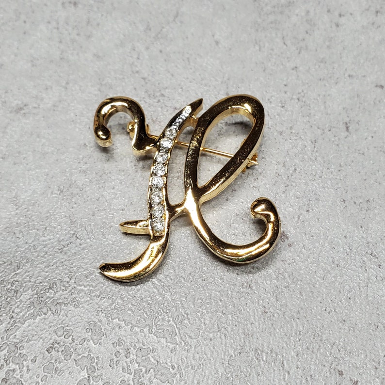 Vintage Letter Monogram Brooch Initial Brooch Pin | Etsy