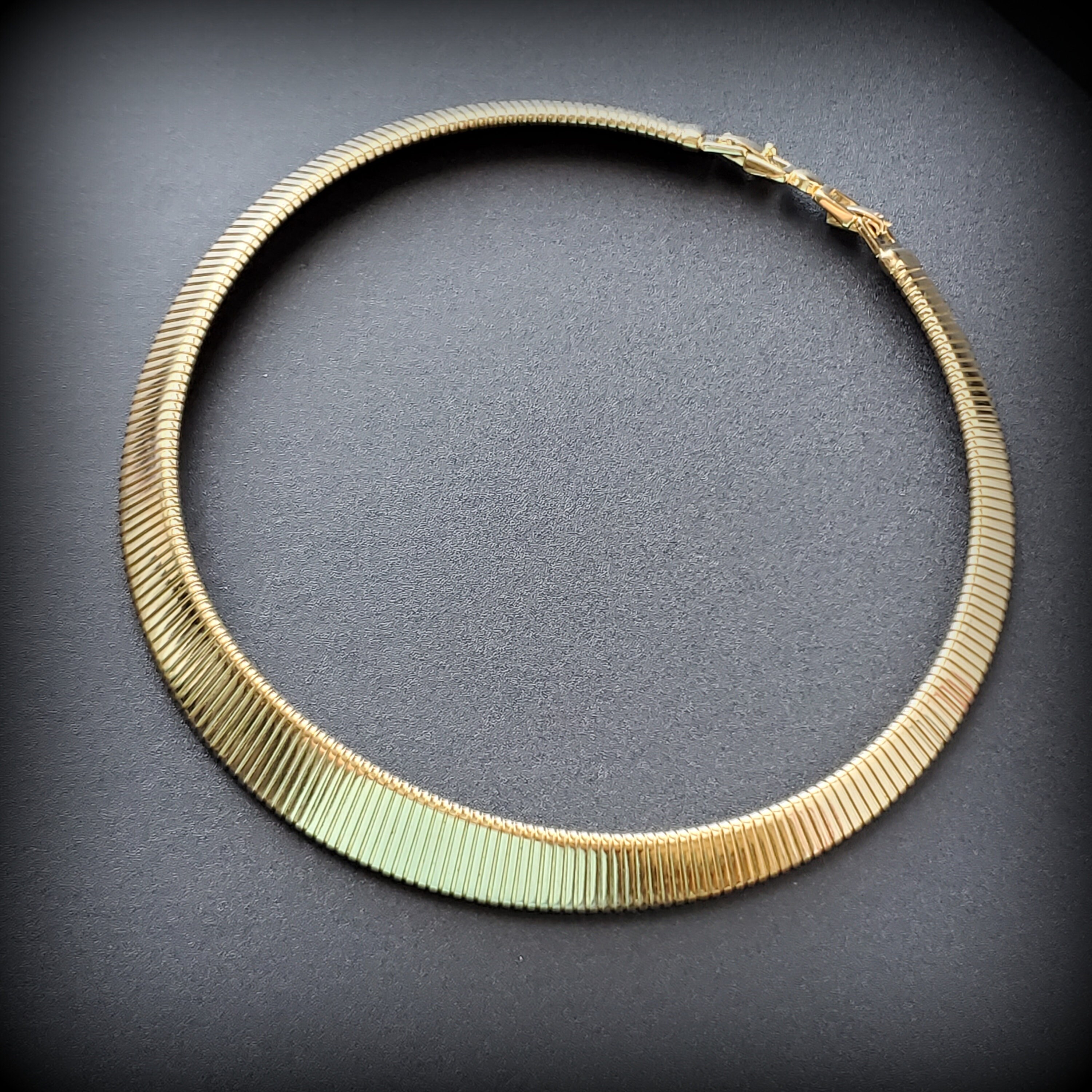Vintage Monet Omega Collar, Vintage Flat Snake Necklace, Gold Choker ...