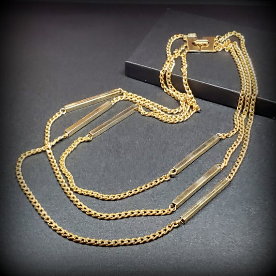 Vintage extra long layered chain necklace, Multi stra… - Gem