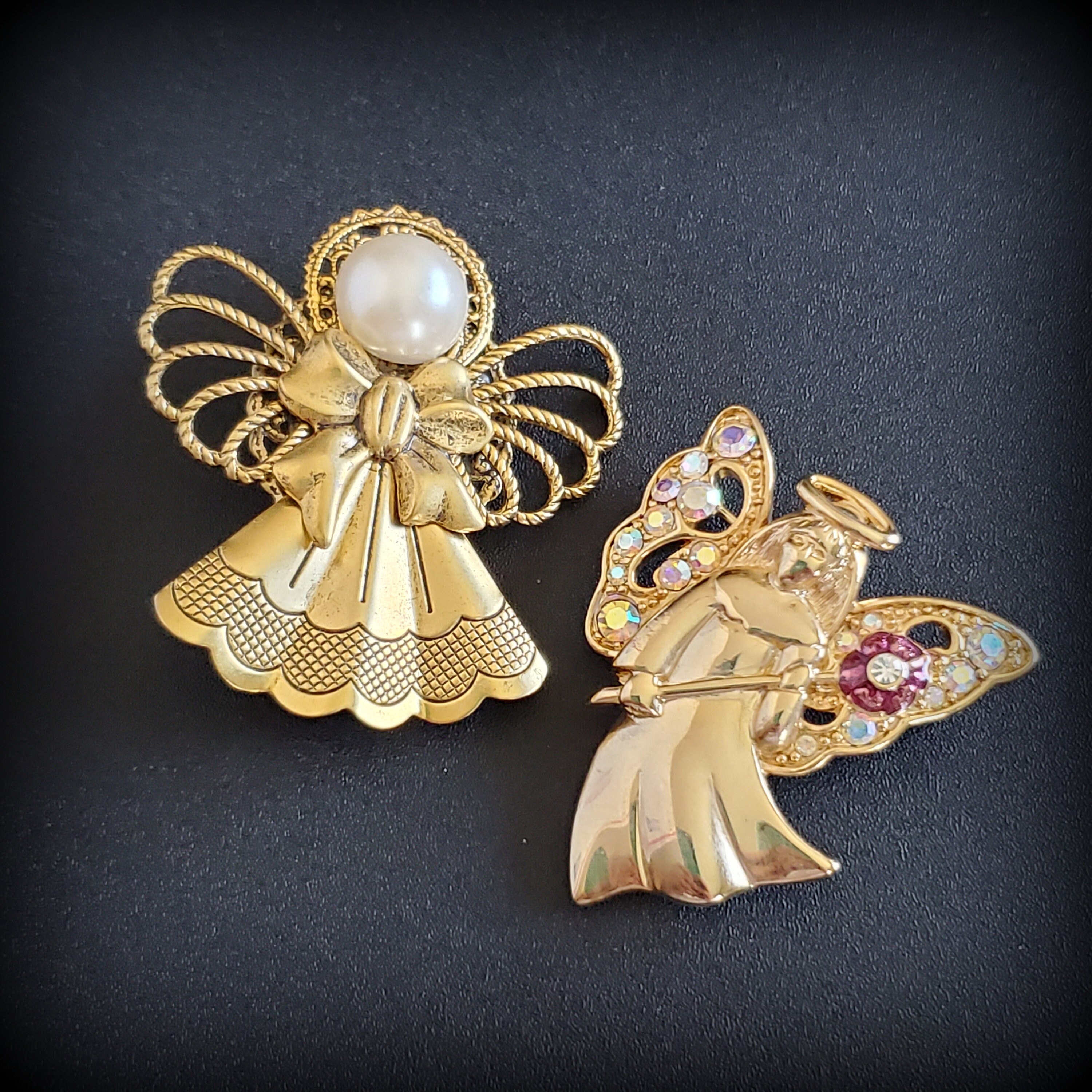 Vintage Two Angel Brooches, Figural Brooch Pin, Christmas Gifts for Mom ...