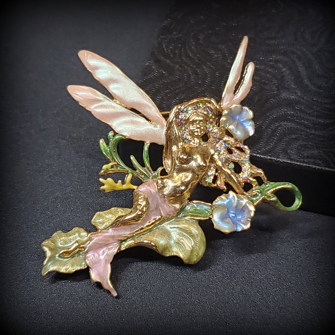 Kirks Folly Brooch, Morning Glory Fairy Brooch, Pixie Figural Brooch ...