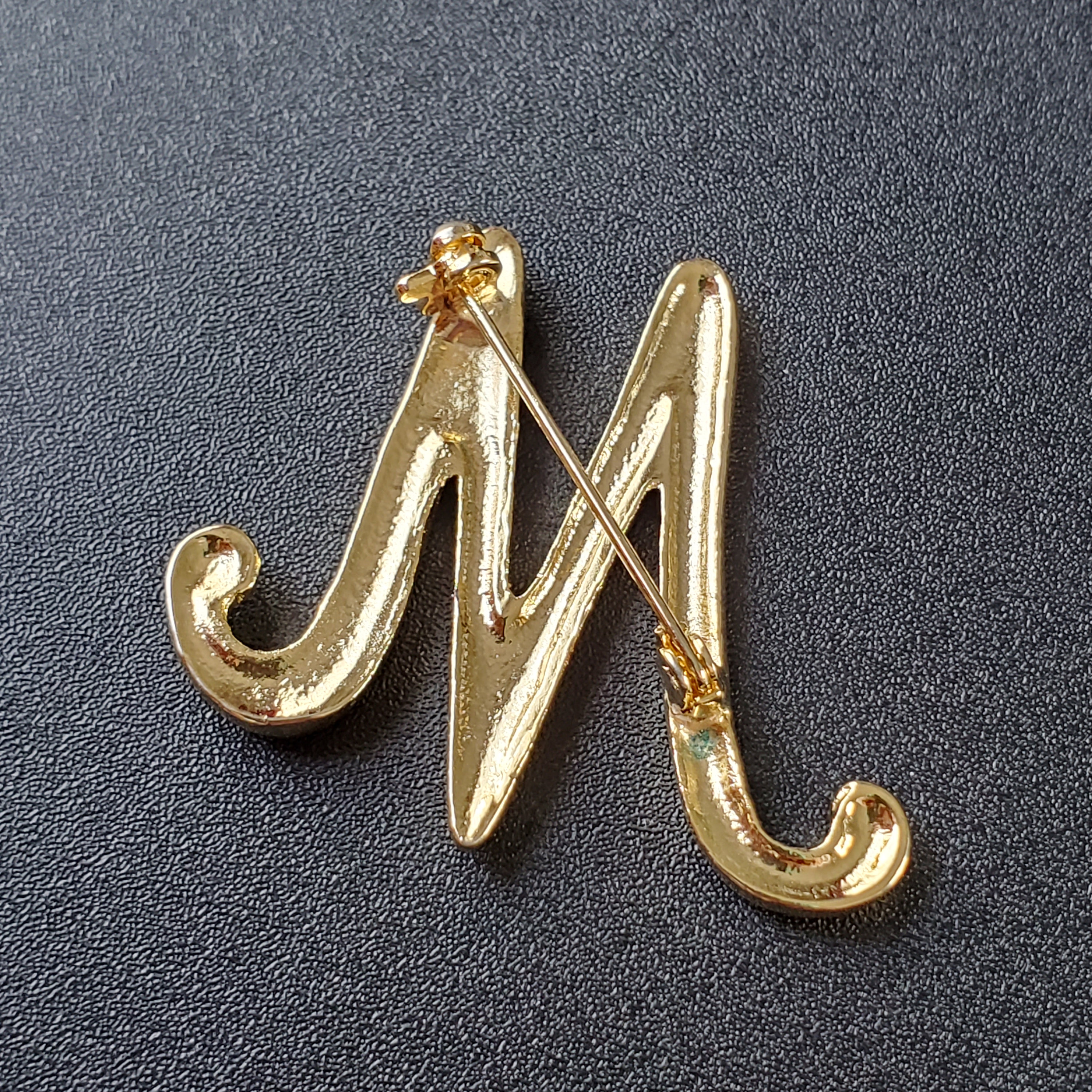 Letter M brooch Gold alphabet M pin Vintage initial brooch pin | Etsy
