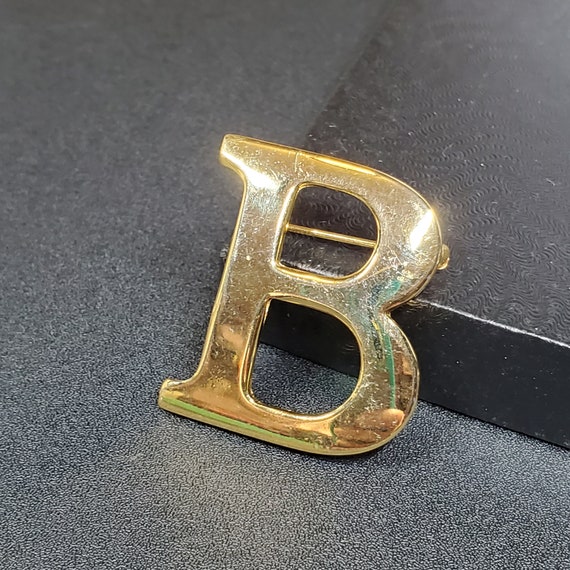 B Letter brooch Alphabet B pin Vintage initial brooch… - Gem