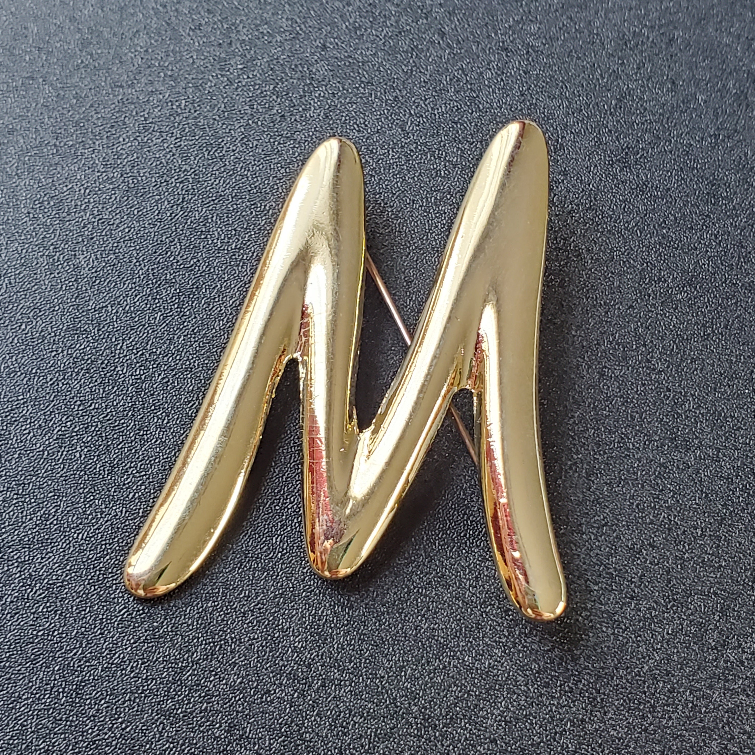 Letter M brooch Gold alphabet M pin Vintage initial brooch pin | Etsy