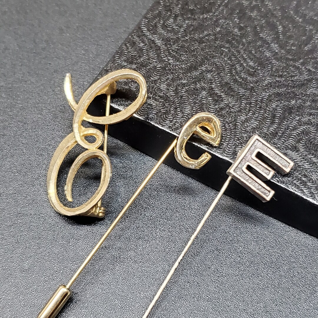 Vintage Letter E Brooch Pin, E Initial Stick Pin Monogram Brooch ...