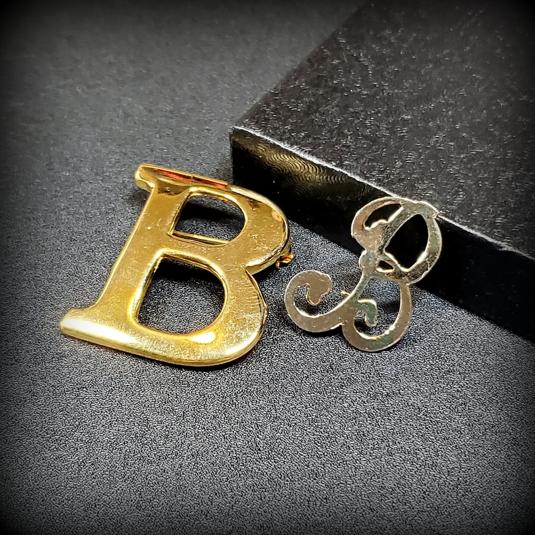 B Letter Brooch Alphabet B Pin Vintage Initial Brooch Pin - Etsy
