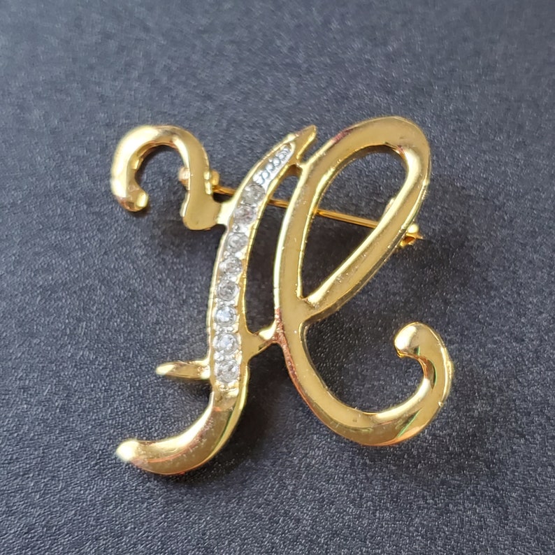 Vintage Letter Monogram Brooch, Initial Brooch Pin - Etsy