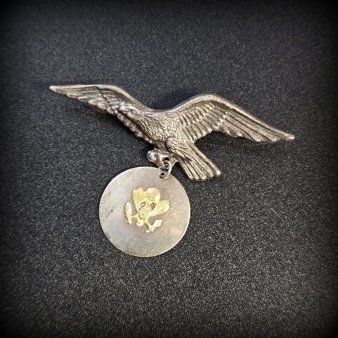 Vintage American Eagle Pin, Sterling Patriotic Dangling Charm Brooch ...