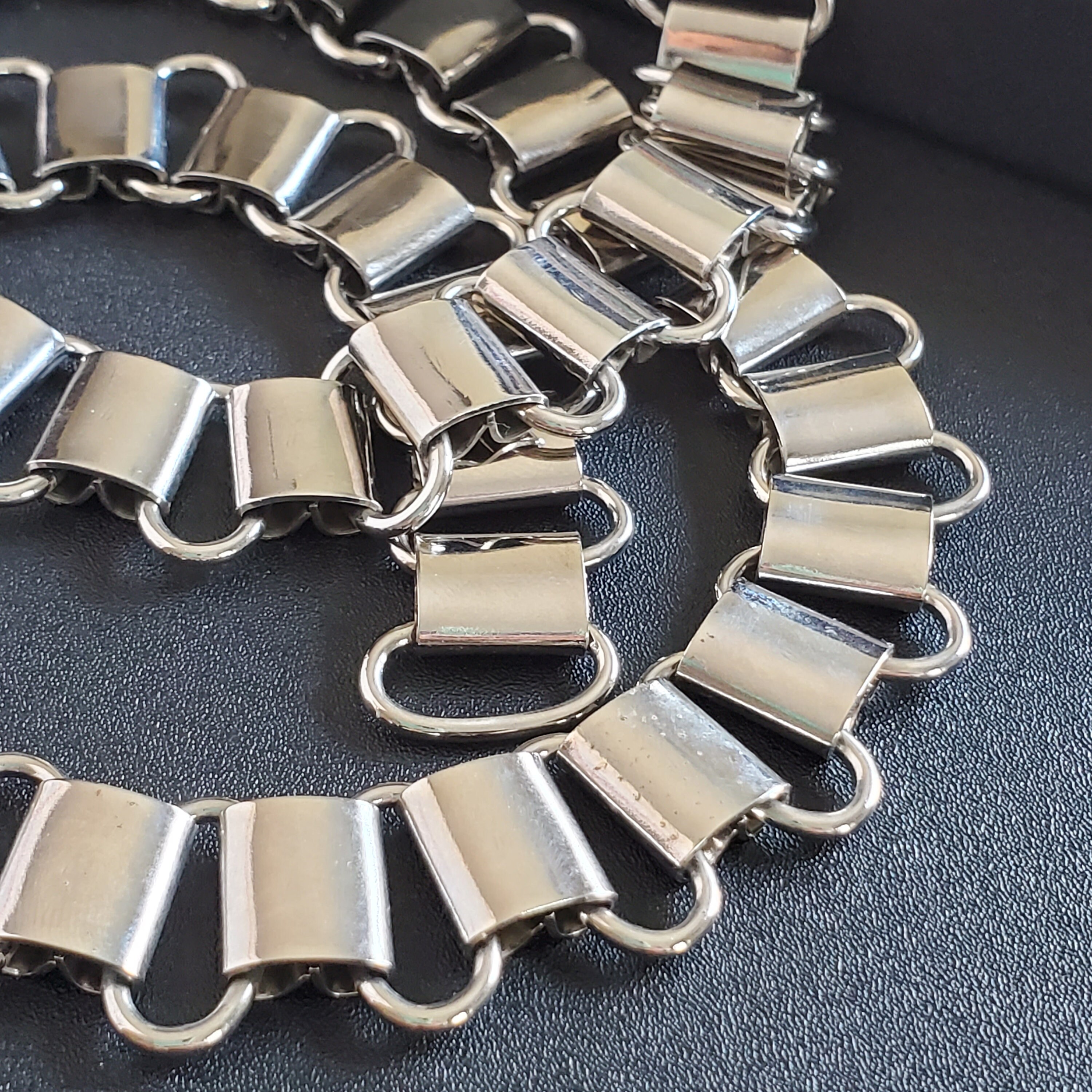 Vintage Box Link Chain Necklace, 1990s Silver Chunky Chain Necklace ...