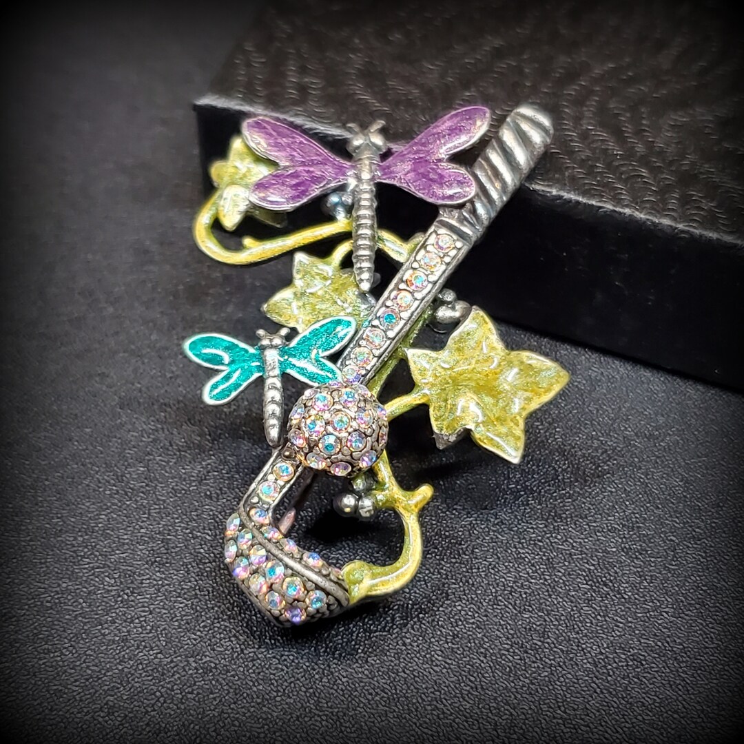 Vintage Kirks Folly Brooch Golf Lovers Brooch, Dragonfly Cryatal ...