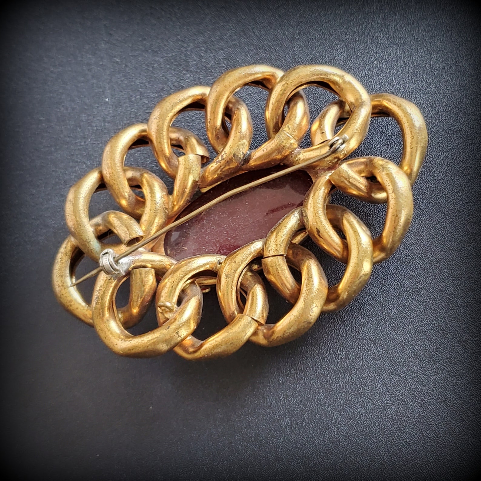 Vintage Huge Brooch, Big Bold Avant Garde Brooch, Red Stone Gold ...