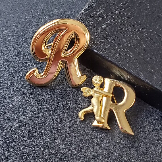 Letter R brooch monogram Initial Vintage Brooch pin | Etsy