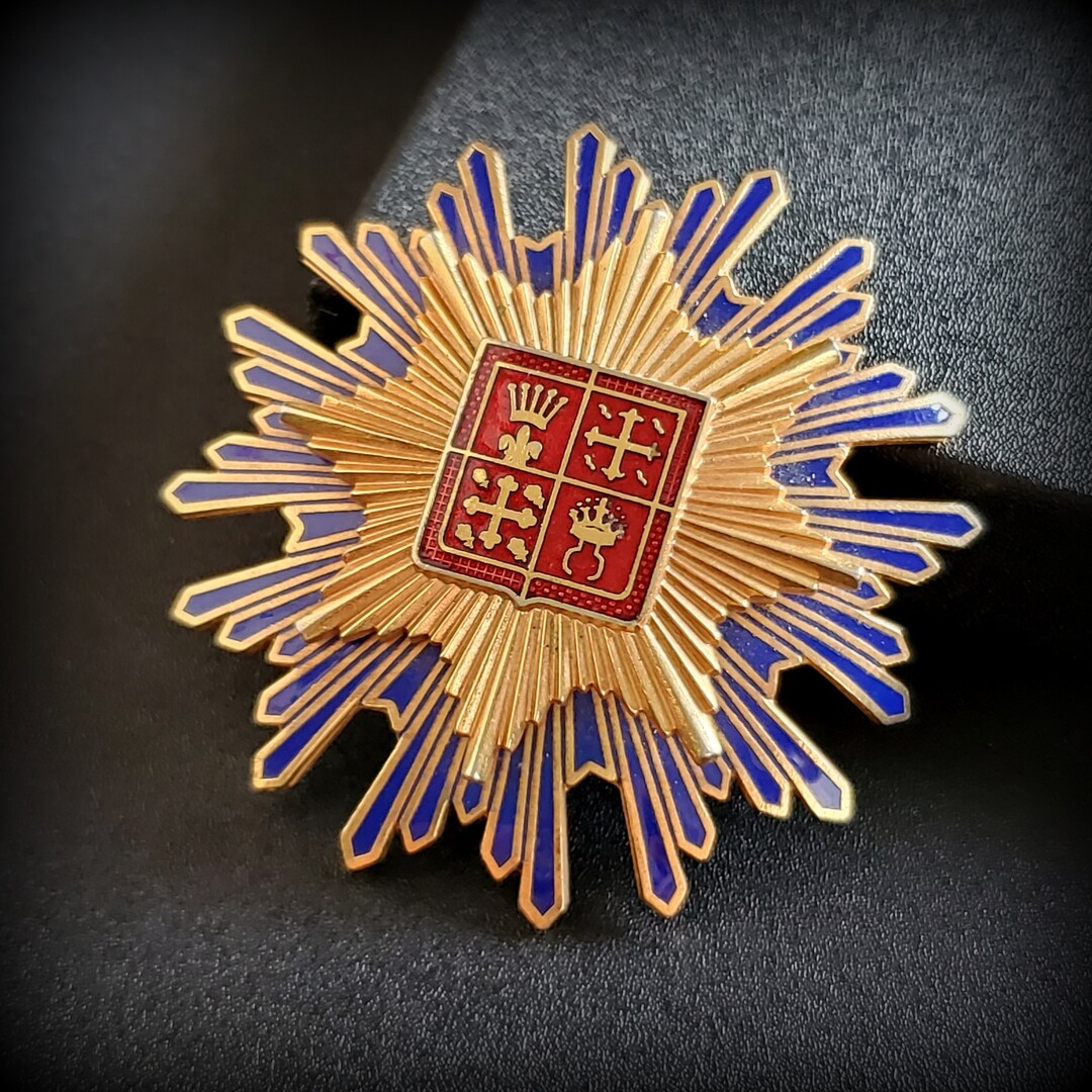 Vintage Heraldic Shield Brooch Pendant Red Blue Enamel 2", French Cout ...
