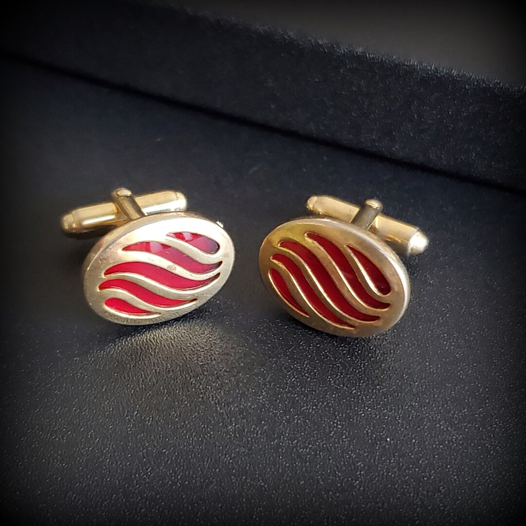 Vintage Anson Gold Red Oval Cuff Links, Red Cuff Links, Father Day Gift ...