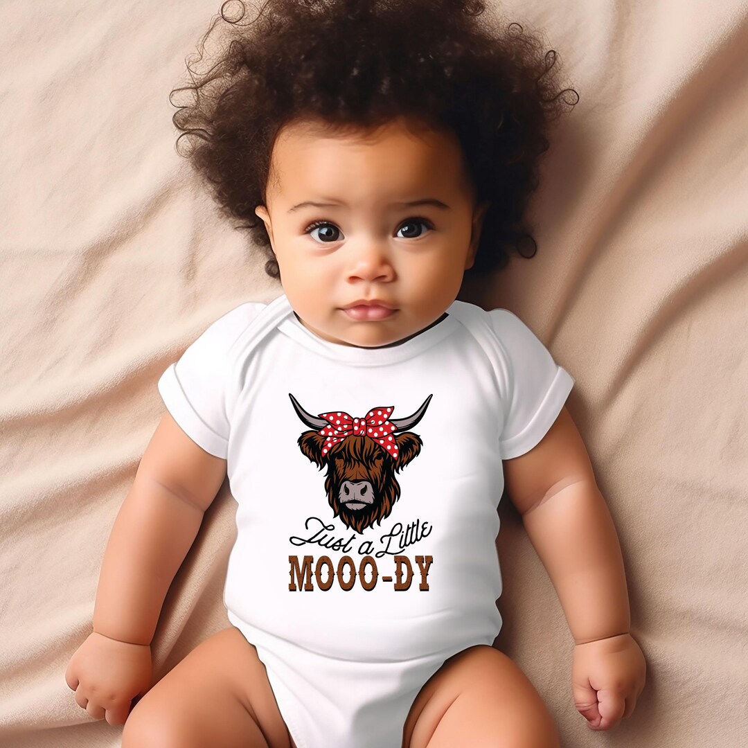 Just a Little MOOO-DY Baby Bodysuit – Funny Cow-themed Infant Outfit ...