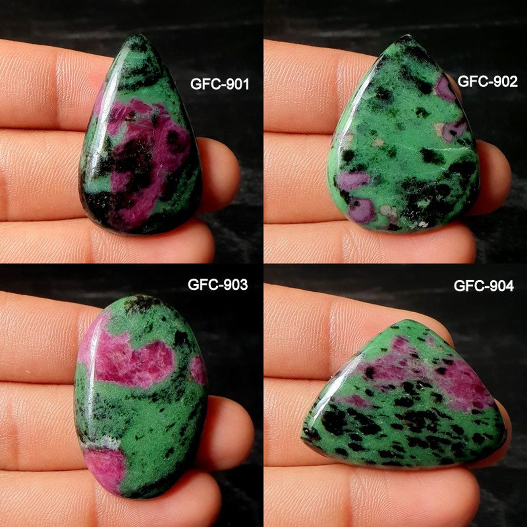 Ruby Zoisite - Natural Ruby Zoisite Gemstone - High Quality Ruby Zoisite Stone - Flat Back Ruby ...