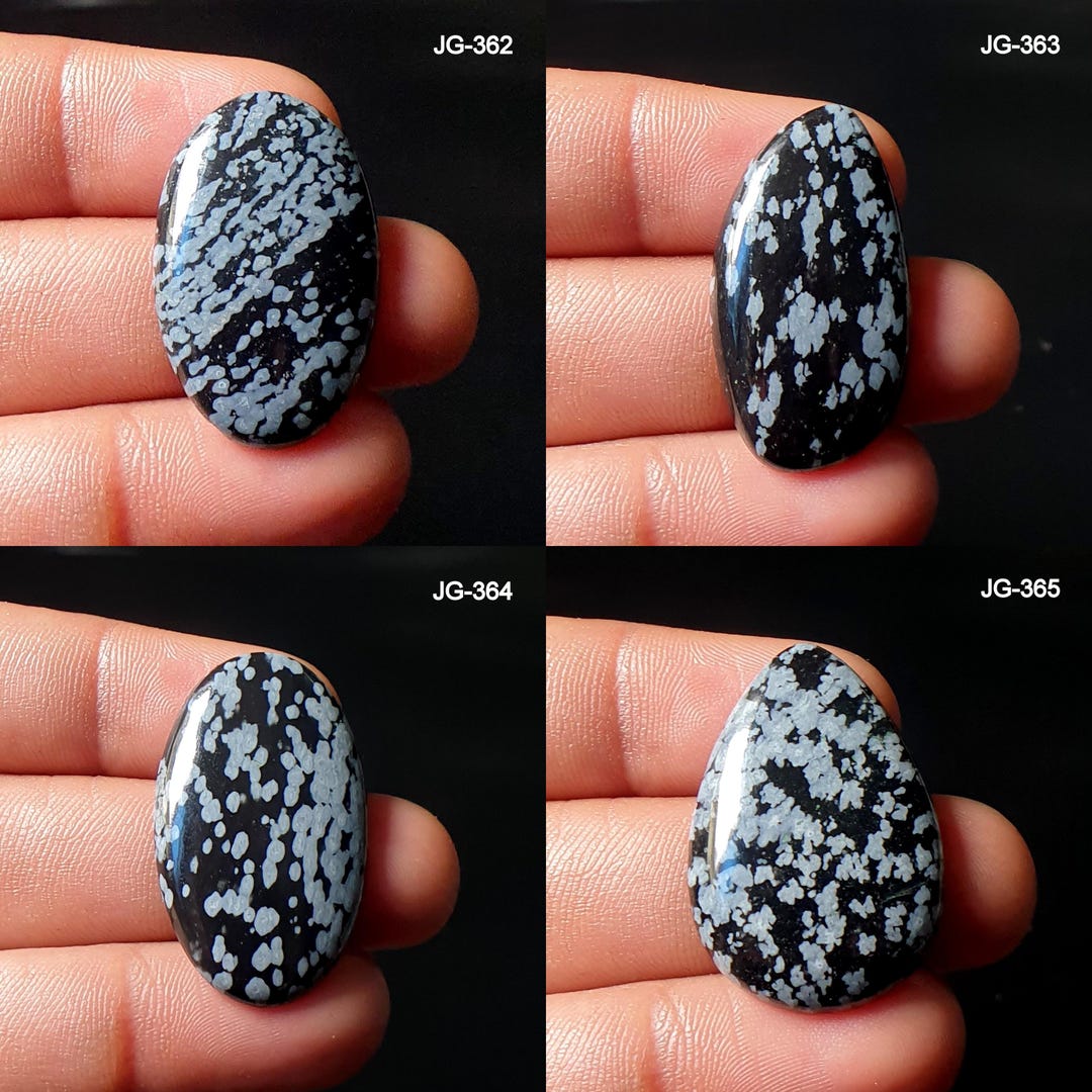 Snowflake Obsidian Stone - Natural Snowflake Obsidian Gemstone - Flat ...