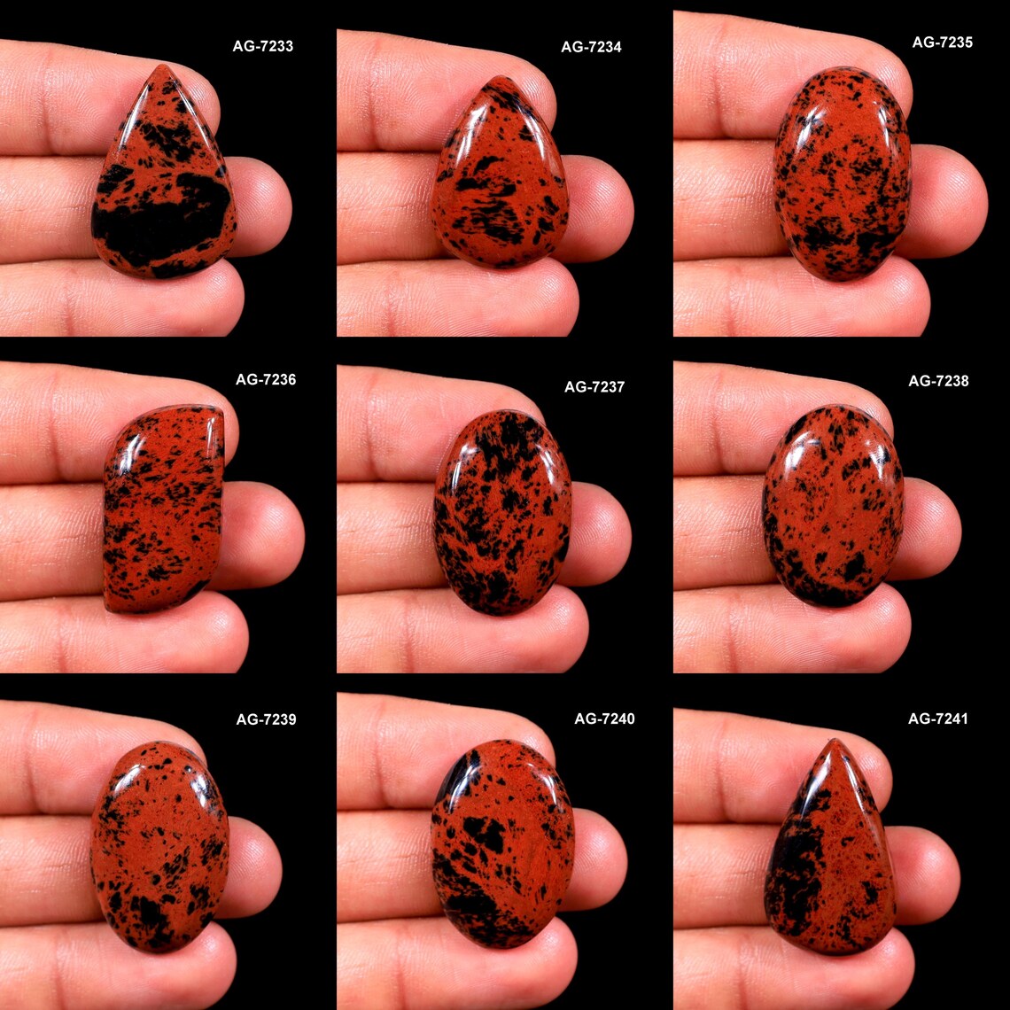 Mahogany Obsidian Stone - Natural Mahogany Obsidian Gemstone - Flatback ...