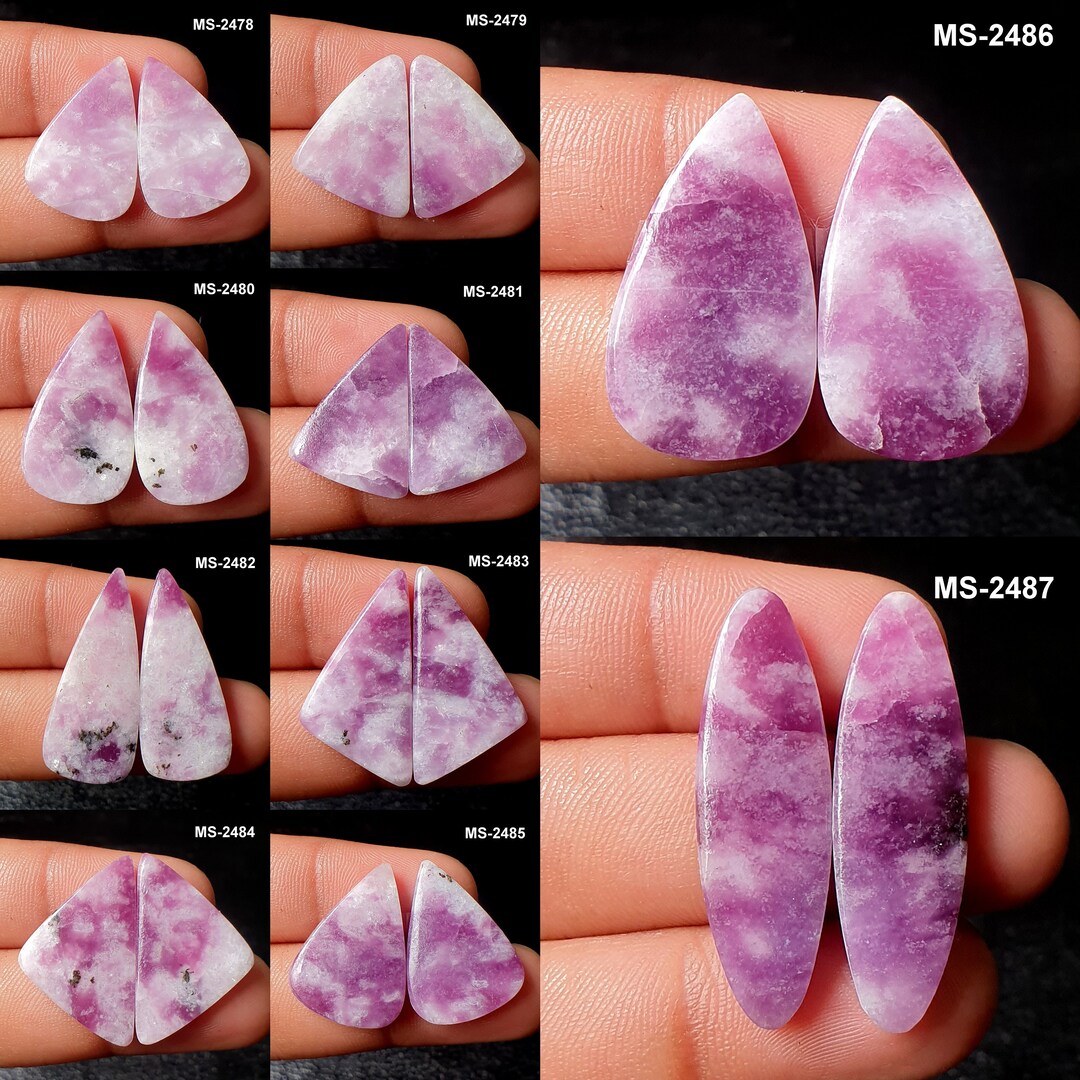 Lepidolite Pair Purple Lepidolite Earring Pair Lepidolite Cabochon Pair ...