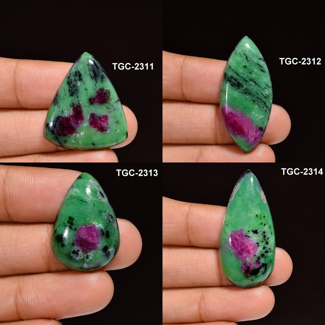 Ruby Zoisite - Natural Ruby Zoisite Gemstone - High Quality Ruby Zoisite Stone - Flat Back Ruby ...