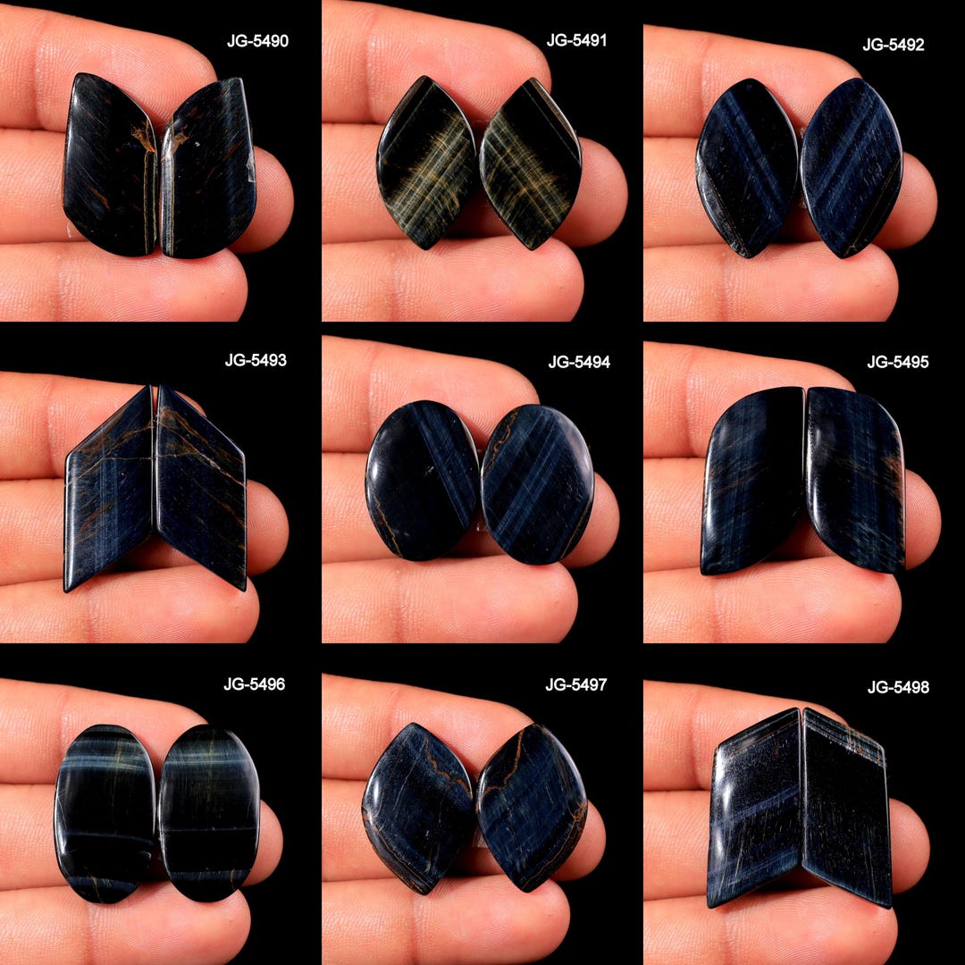 Hawk's Eye Pairs - Matching Hawk Eye Pair Gemstone - Blue Hawk Eye Pair ...