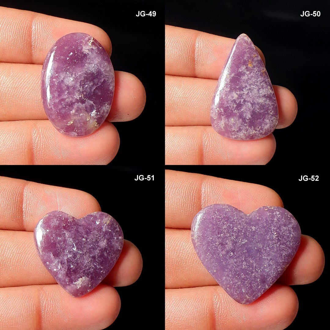 Aesthetic Lepidolite Stone - Natural Purple Lepidolite Gemstone - Flat Back Lepidolite Cabochon ...