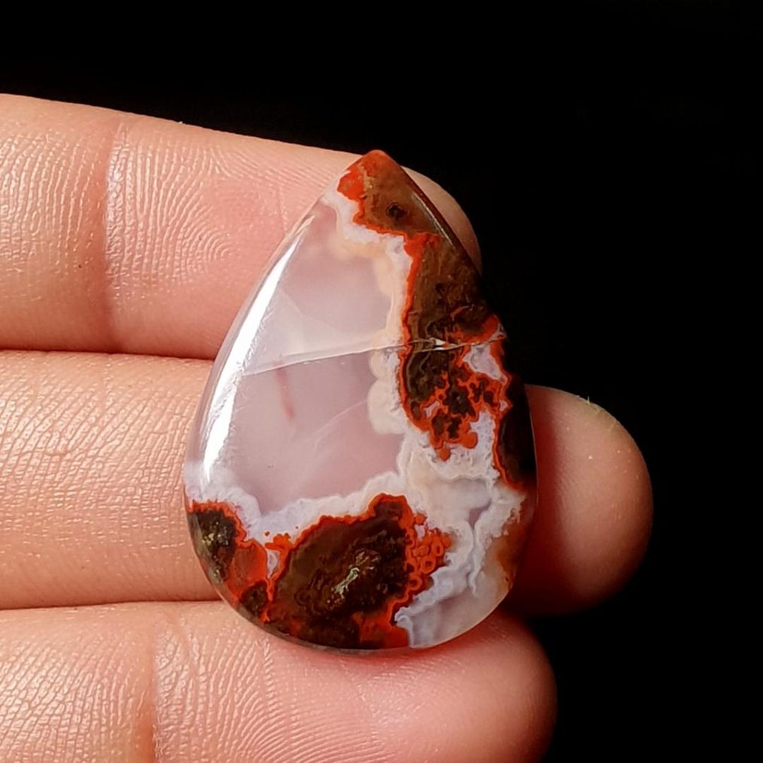 3D Texture Seam Agate Stone - Natural Seam Agate Gemstone - Rarest Seam Agate - Flat Back Seam ...