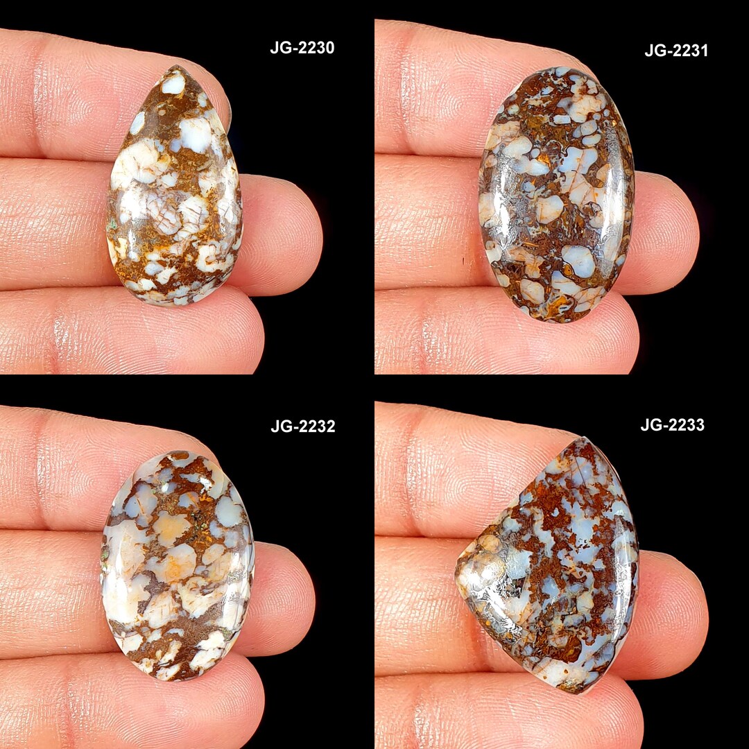 African Opal Stone - Natural African Opal Gemstone - Flat Back African ...