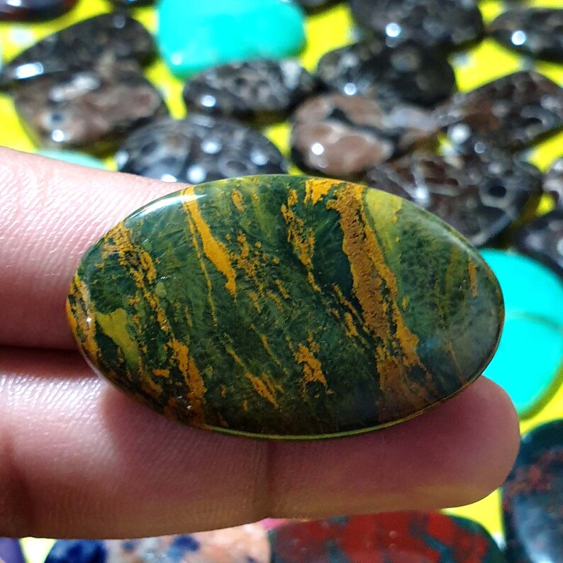 Natural Green Ocean Jasper Unique Oval Jasper gemstone For | Etsy