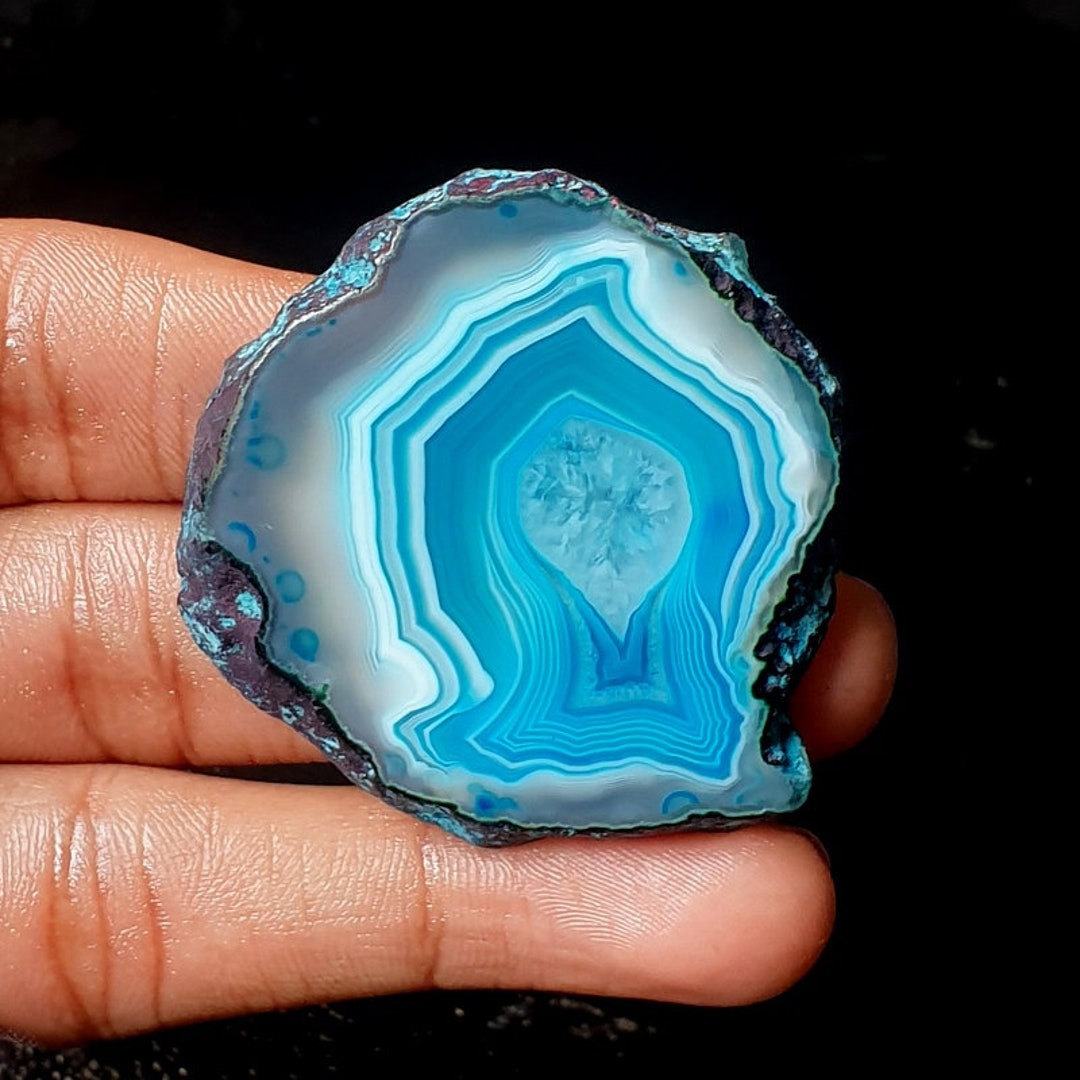 Dye Blue Banded Agate Slice High Quality Blue Banded Agate - Etsy