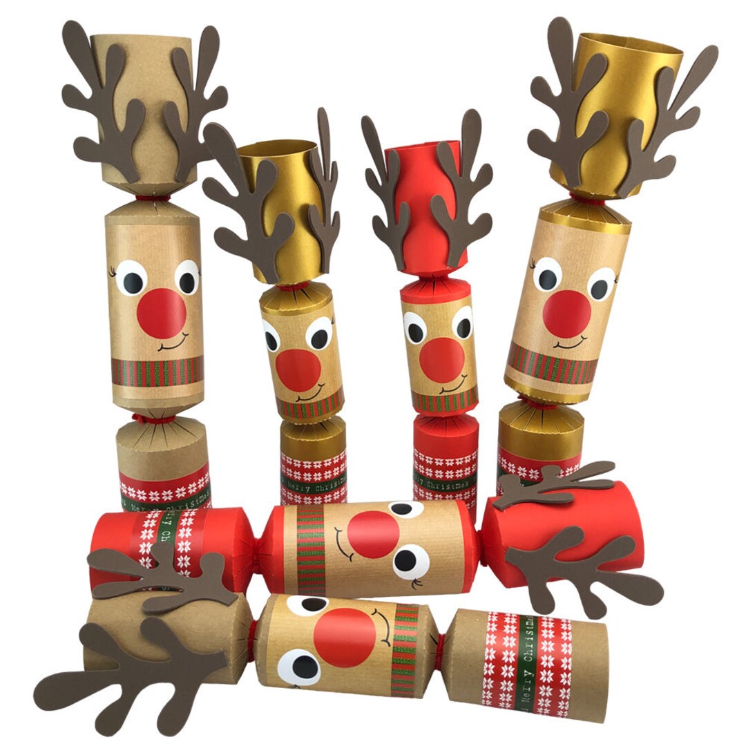 8 Standy Uppy fally Downy Rudolph Reindeer Christmas Crackers Craft Kit ...