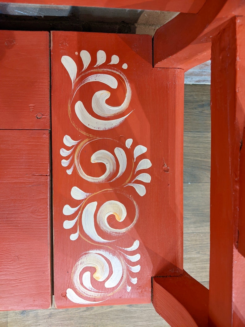 Traditionally Hand Painted Painted Red Settle Bench. - Etsy UK