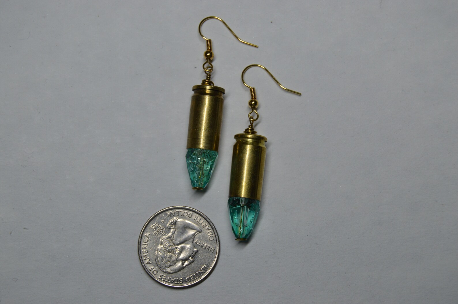 Bullet Shell Blue Glass Bullet Earrings Shot 9mm Bullet Earrings Blue ...