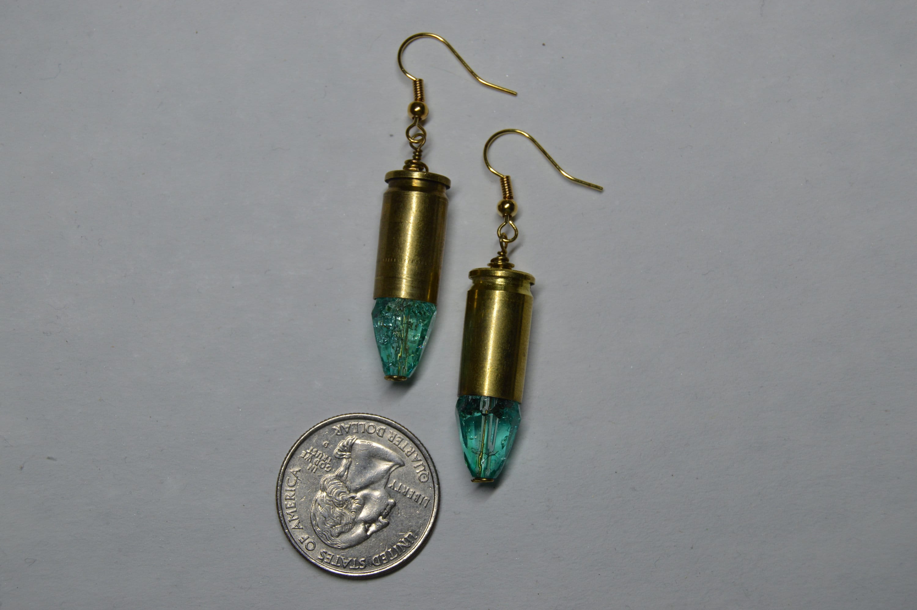 Bullet Shell Blue Glass Bullet Earrings | Shot 9mm Bullet Earrings ...