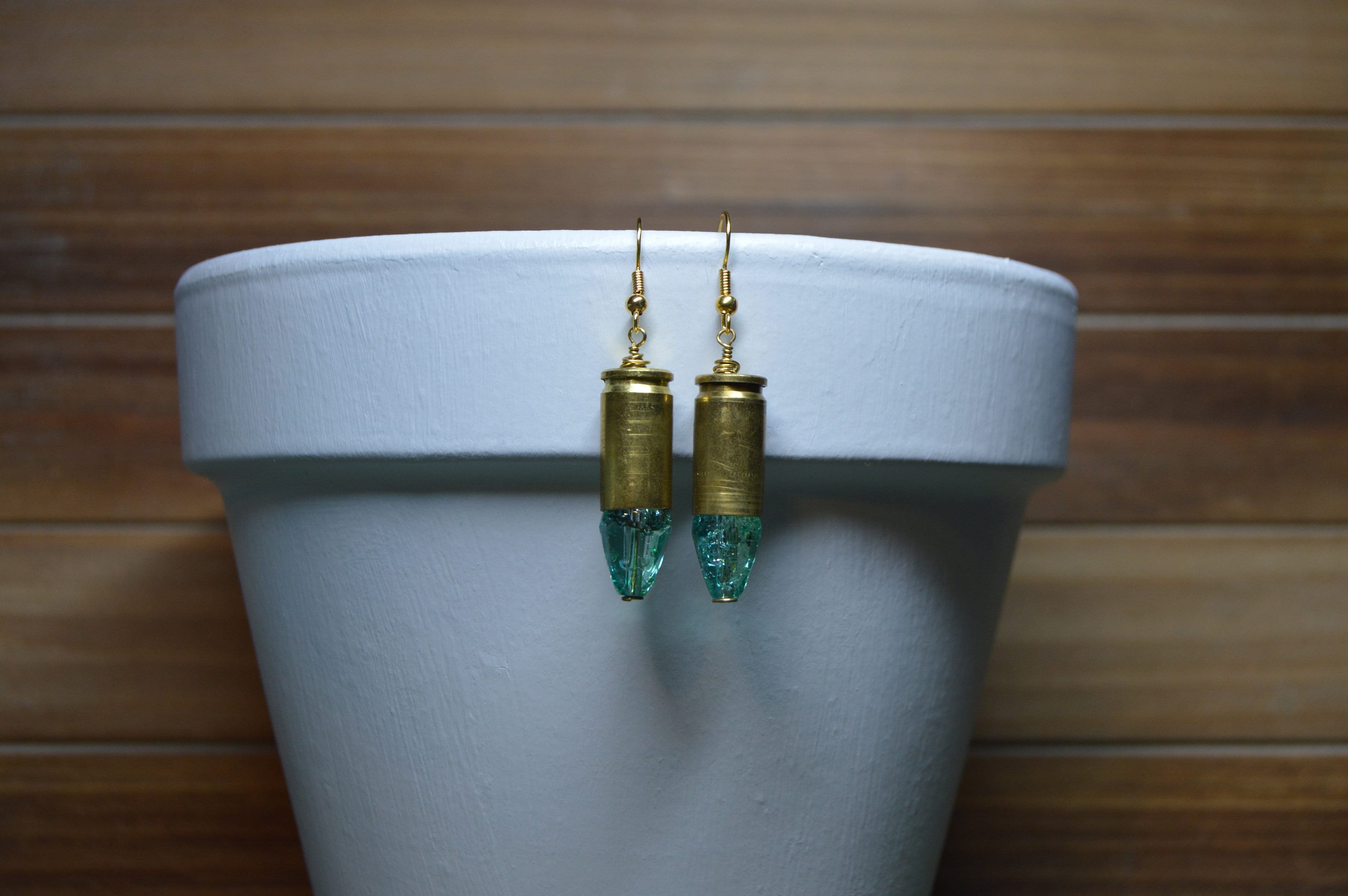 Bullet Shell Blue Glass Bullet Earrings Shot 9mm Bullet Earrings Blue ...