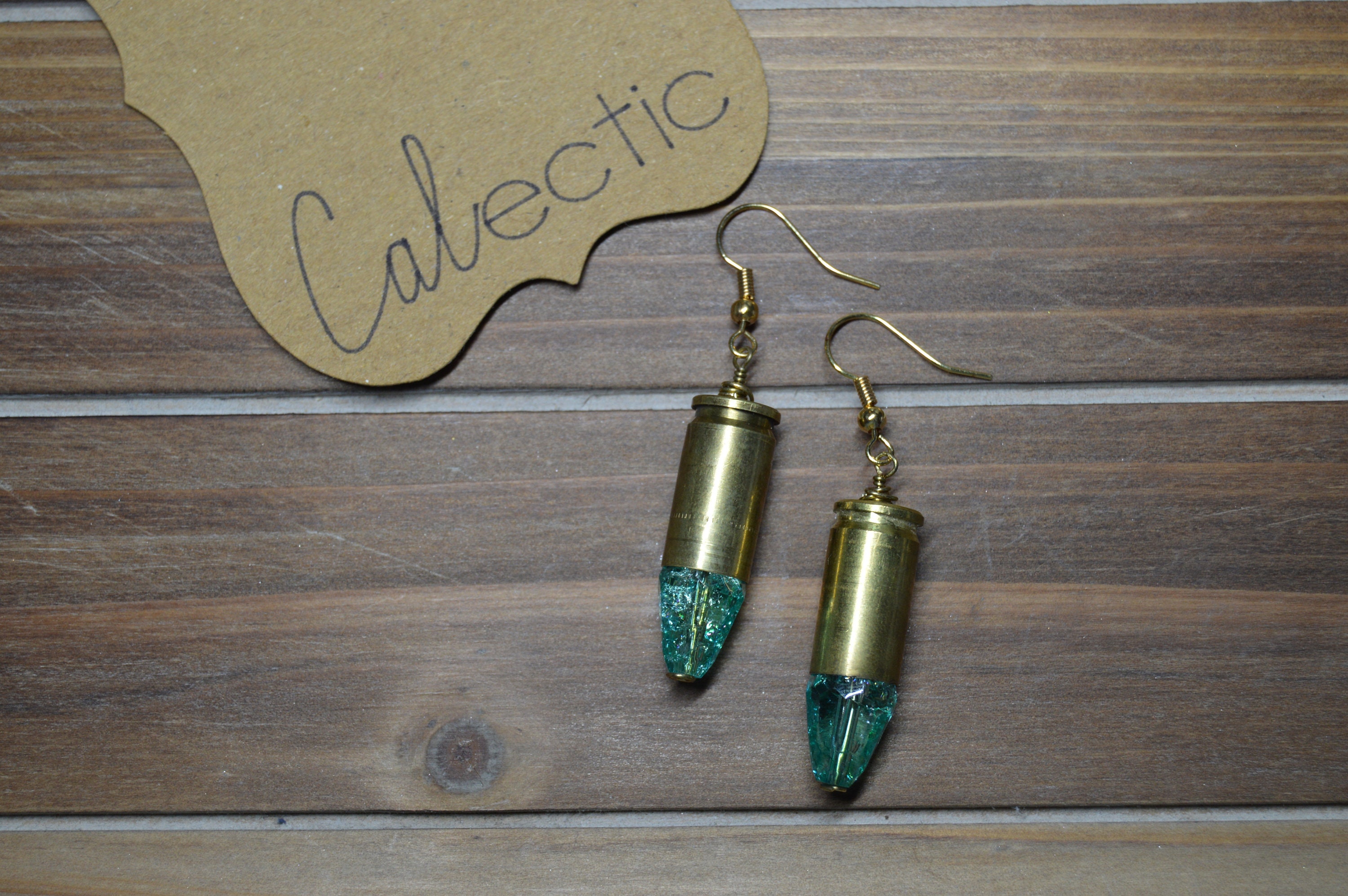 Bullet Shell Blue Glass Bullet Earrings | Shot 9mm Bullet Earrings ...