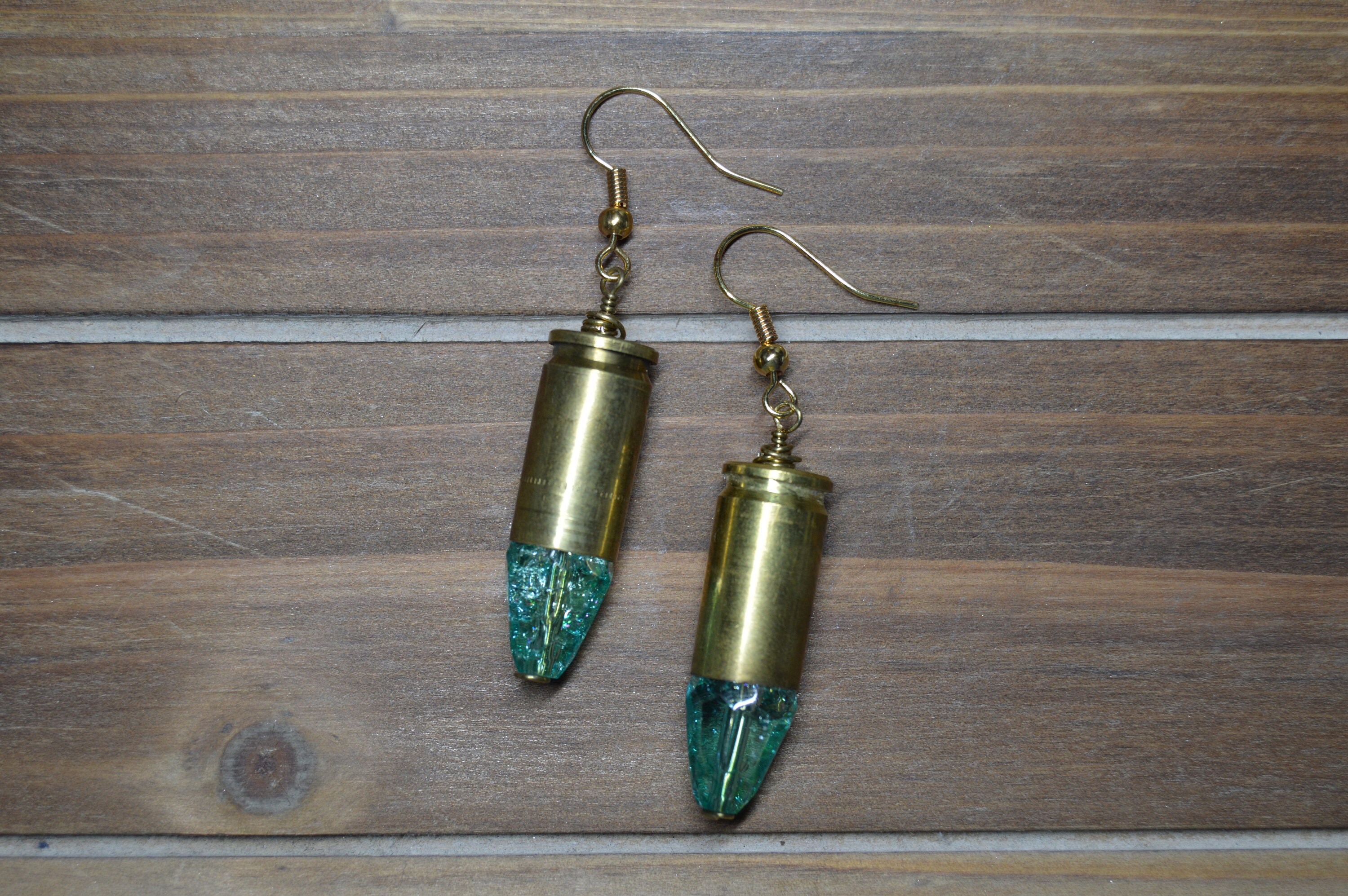 Bullet Shell Blue Glass Bullet Earrings | Shot 9mm Bullet Earrings ...
