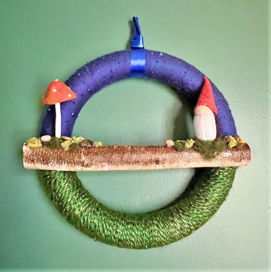 Felted Wool Gnome Toadstool Wreath, Forest Path Diorama, Starry Night ...