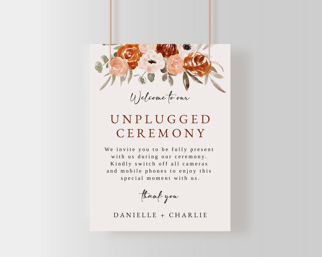 Welcome to Our Unplugged Wedding Sign, Fall Theme Welcome Sign, Wedding ...