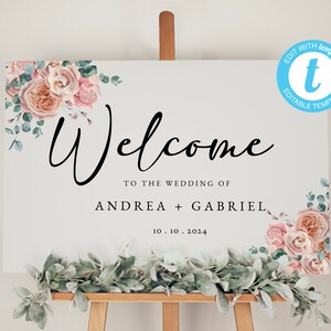 Editable Floral Wedding Wedding Sign Template, Blush Wedding Decor ...