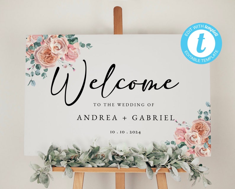 Editable Floral Wedding Wedding Sign Template Blush Wedding - Etsy
