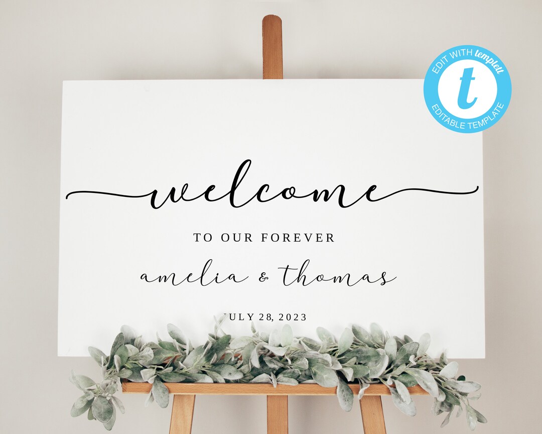 Welcome to Our Forever Sign Template, Personalised Sign, Wedding ...