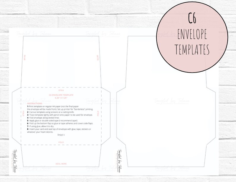 Blank C6 Envelope Template, Easy Envelope Pattern, C6 Envelope, C6 ...