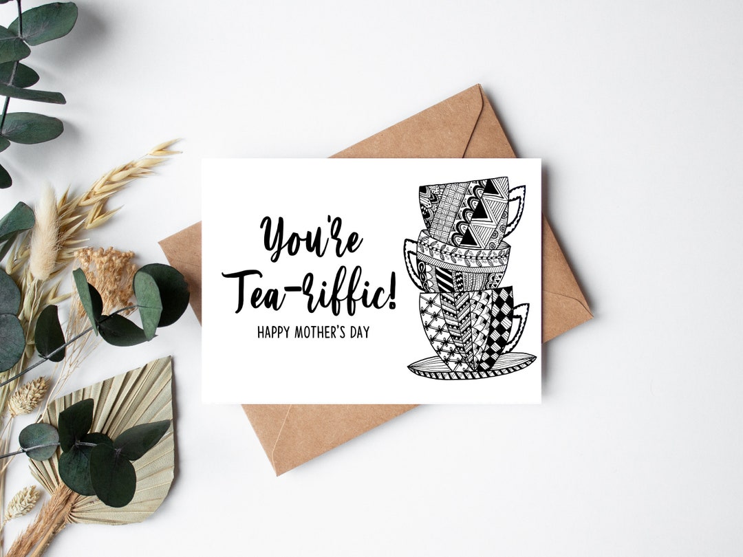 Tea-themed Mother’s Day Card Printable, A6 Digital Download, Cute ...
